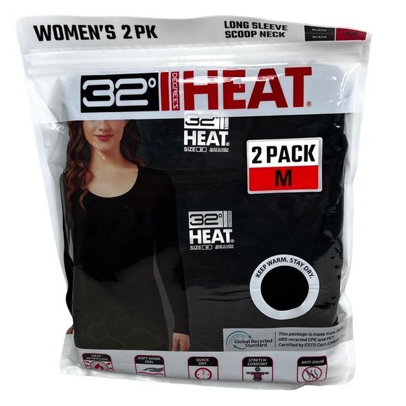 32 Degrees | Tops | 32 Degrees Heat Thermal Shirt 2 Pack M Women Black ...